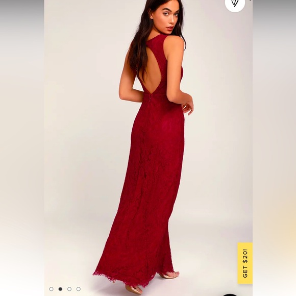 Lulus Dresses Nwt Lulus Lace Brilliant Babe Wine Red Lace Maxi